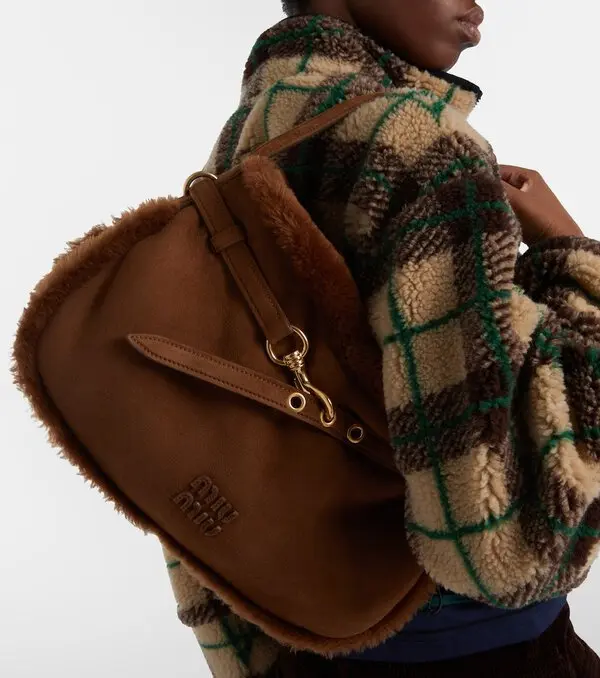 Miu Miu Suede Shoulder Bag - Brown