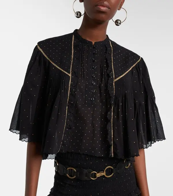 MARANT ETOILE Veenia Embellished Cropped Cotton Top