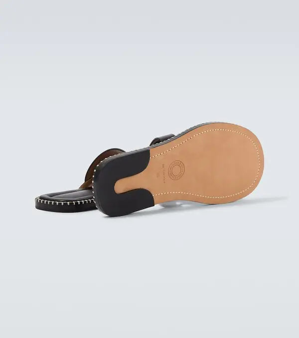 Dries Van Noten Leather Thong Sandals - Black