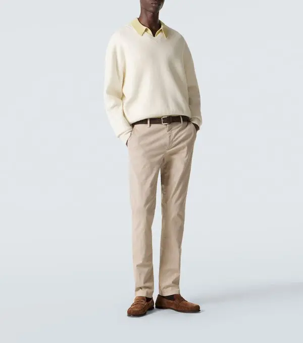 Canali Cotton Straight Chinos - Beige