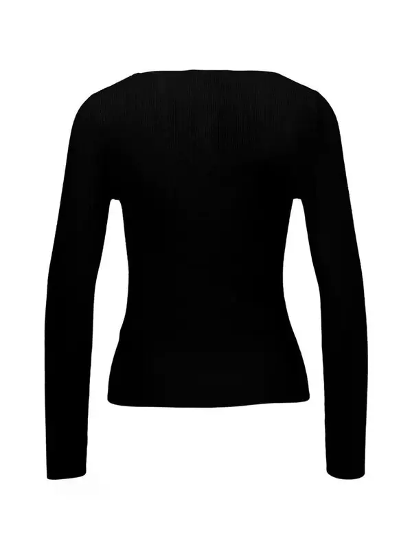 ALLUDE Ribbed Knit V-neck Top