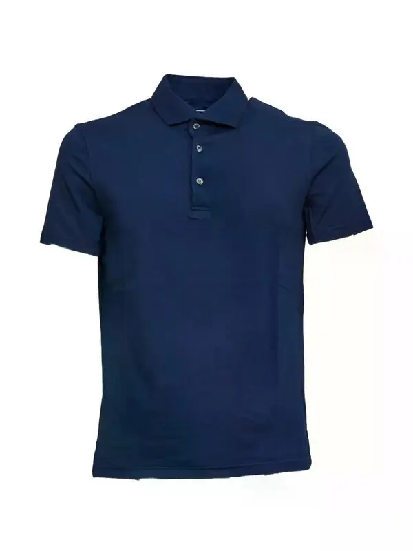 Fedeli Mother-of-pearl Button Polo Shirt - Blue
