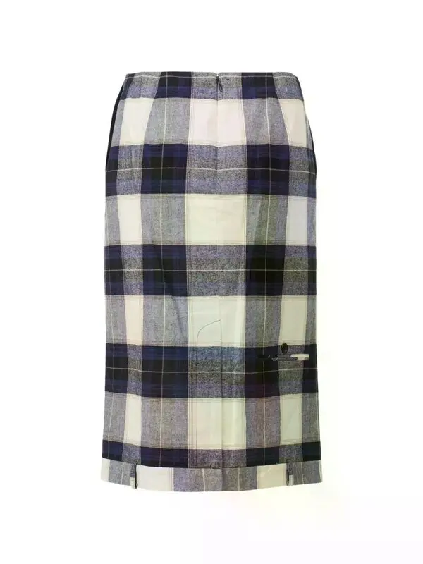 PUSHBUTTON Plaid Pattern Midi Skirt