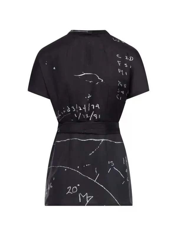 Rick Owens Print Tie Waist Viscose Blouse - Black