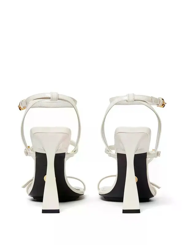 Stella McCartney Heeled Sandals With Sculptural Buckled Heels - Neutrals