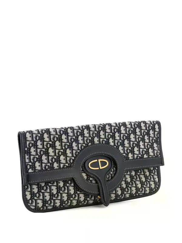 Dior Fold Over Oblique Canvas Clutch Bag
