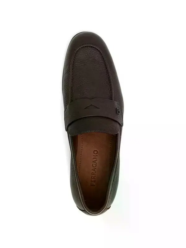 FERRAGAMO Gancini Grained-leather Loafers