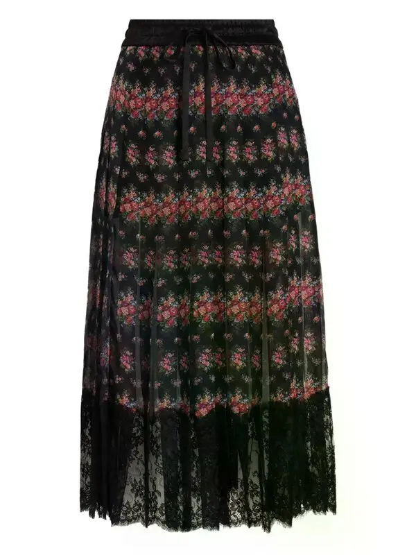 Dolce & Gabbana Floral Lace Midi Skirt - Black