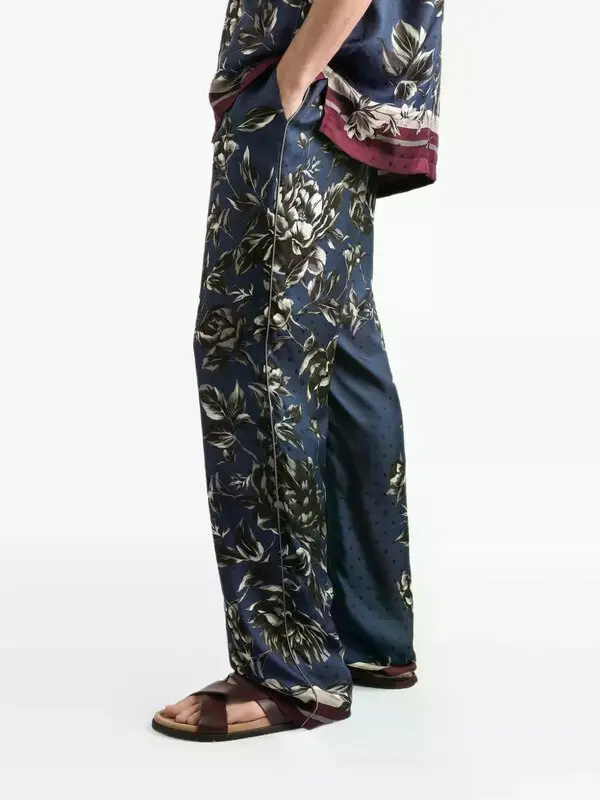 Dolce & Gabbana Floral Print Drawstring Trousers - Blue