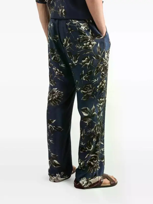Dolce & Gabbana Floral Print Drawstring Trousers - Blue