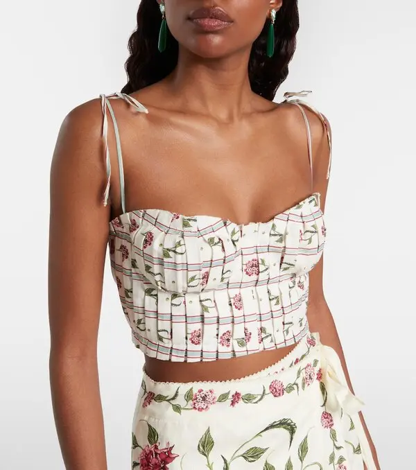 Agua Bendita Morgina Floral Linen Top