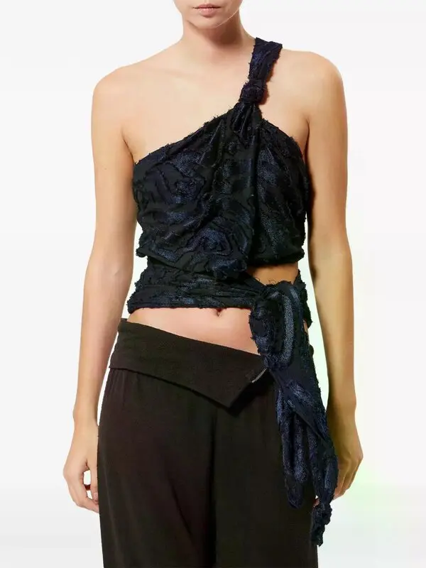 Isabel Marant Étoile Knot Detail One-shoulder Jacquard Top - Blue