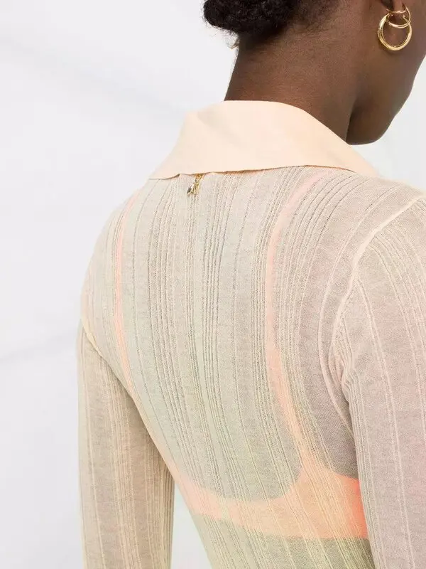 Patrizia Pepe Semi-sheer Ribbed Polo Shirt