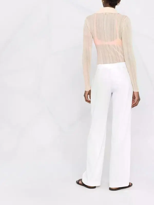 Patrizia Pepe Semi-sheer Ribbed Polo Shirt