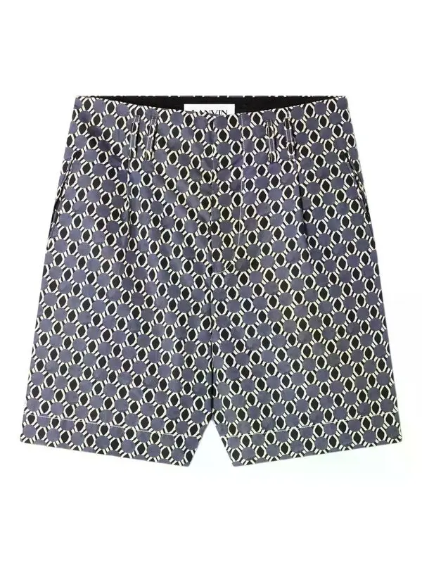 LANVIN Geometric Pattern Cotton Shorts - Blue