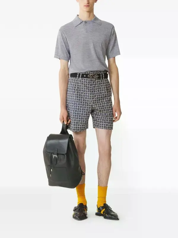 LANVIN Geometric Pattern Cotton Shorts
