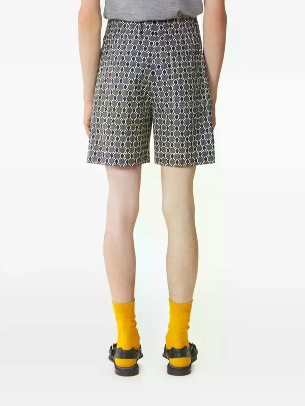 LANVIN Geometric Pattern Cotton Shorts