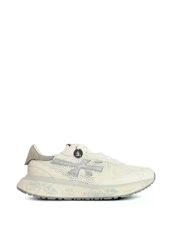Premiata Lauryn Mesh Panel Glitter Logo Sneakers - Neutrals
