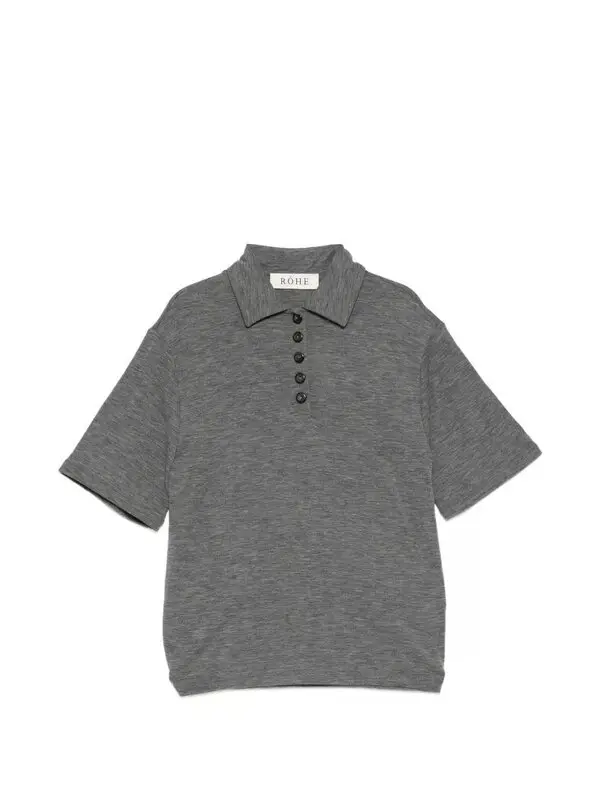 RÓHE Knitted Polo Top With Button Placket And Short Sleeves