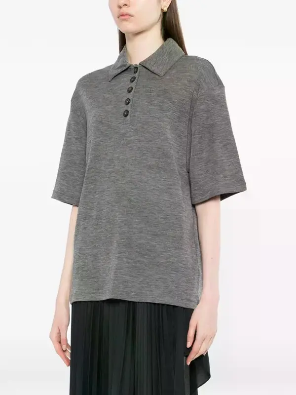 RÓHE Knitted Polo Top With Button Placket And Short Sleeves