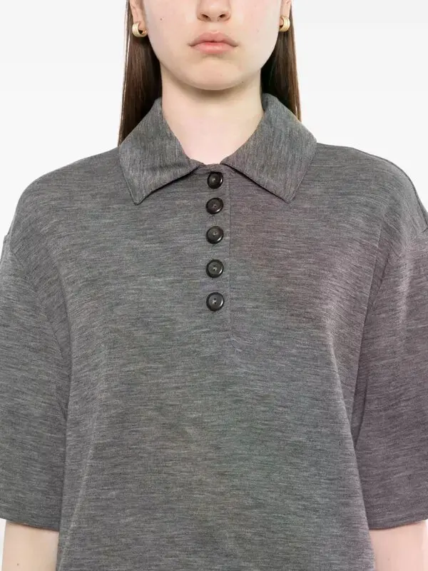 RÓHE Knitted Polo Top With Button Placket And Short Sleeves