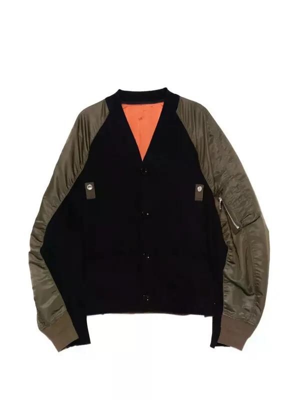 Sacai Twill Cardigan With Zip Pocket Detail