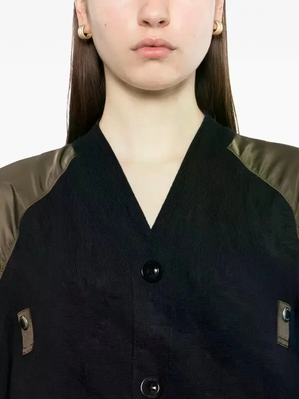 Sacai Twill Cardigan With Zip Pocket Detail