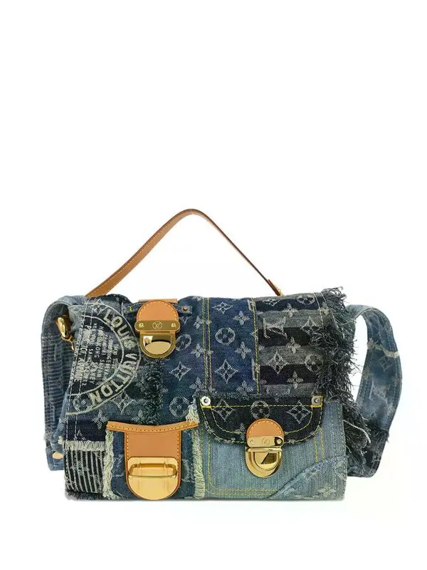 LOUIS VUITTON 2007 Postie Patchwork Denim Tote Bag - Blue