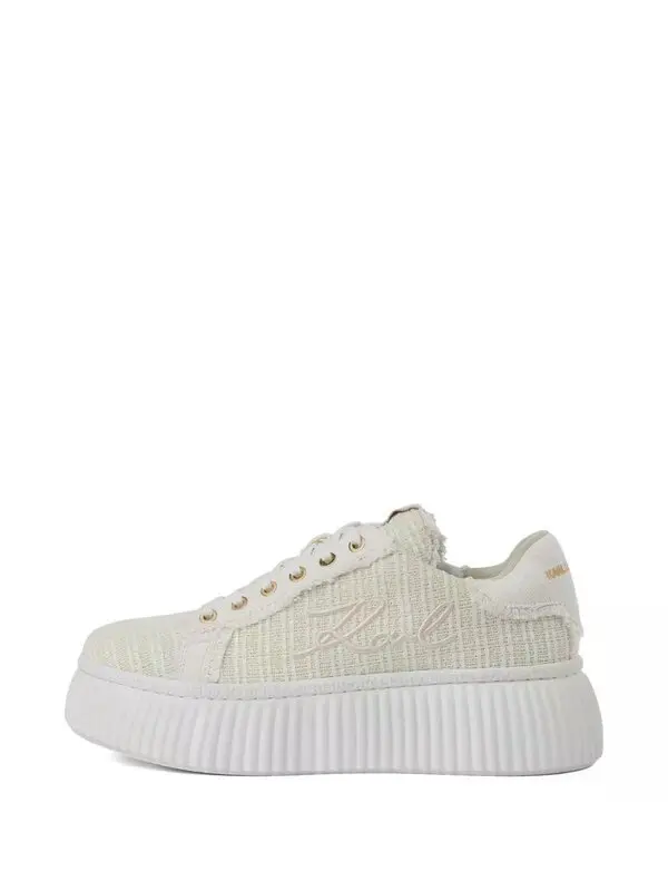 Karl Lagerfeld Embroidered Flatform Sneakers - Neutrals