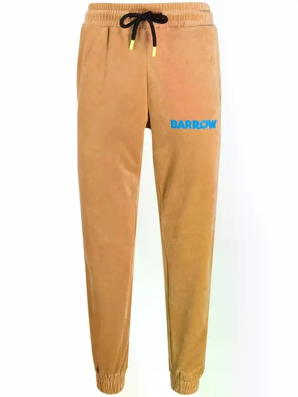 BARROW Logo-print Velvet Track Pants