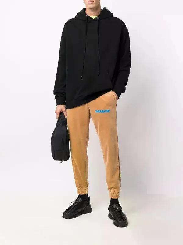 BARROW Logo-print Velvet Track Pants