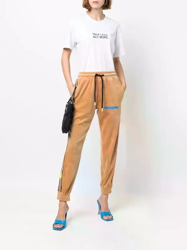 BARROW Logo-print Velvet Track Pants