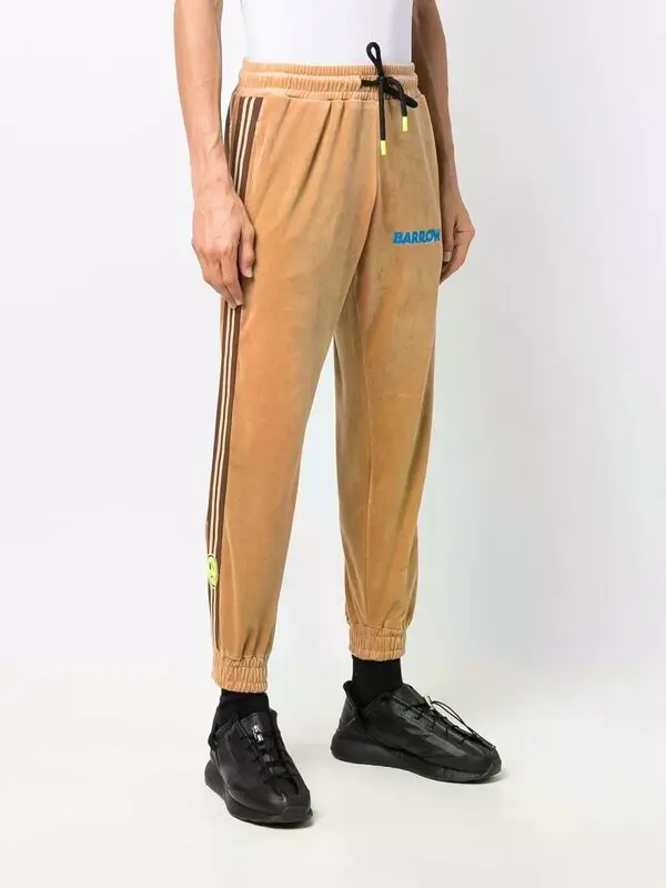 BARROW Logo-print Velvet Track Pants