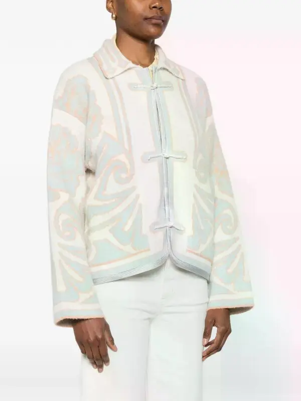 FORTE_FORTE Floral Print Collared Cardigan