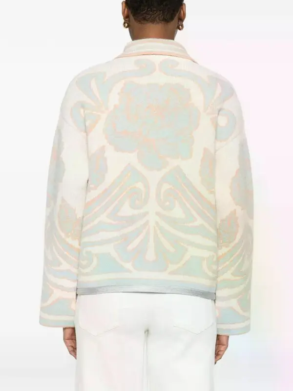 FORTE_FORTE Floral Print Collared Cardigan