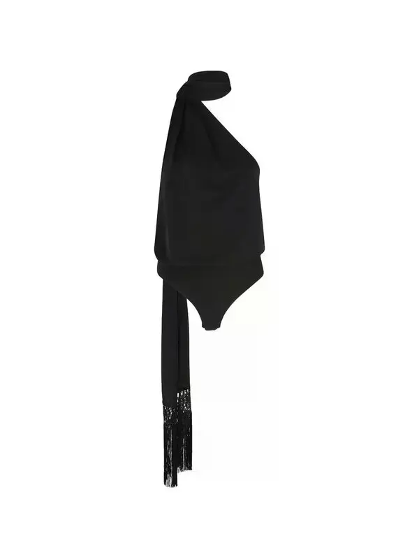 Andamane One-shoulder Fringed Blouse - Black