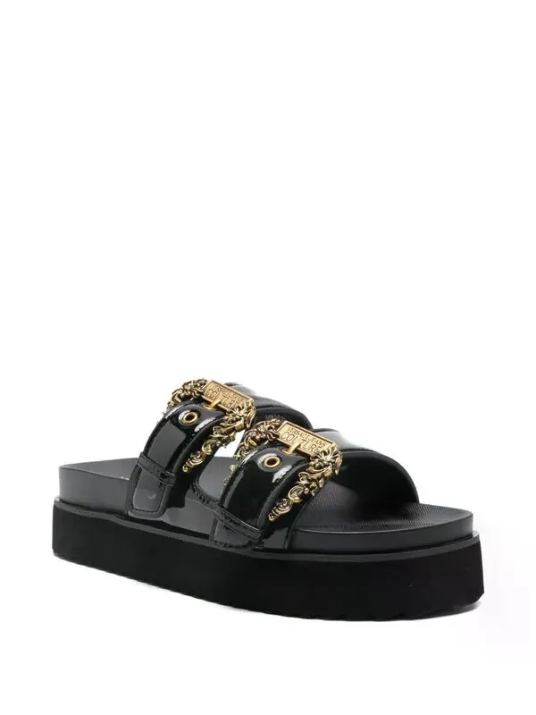 Versace Buckled Platform Sandals - Black