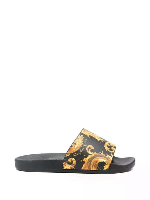 Versace Baroque Print Slides - Black