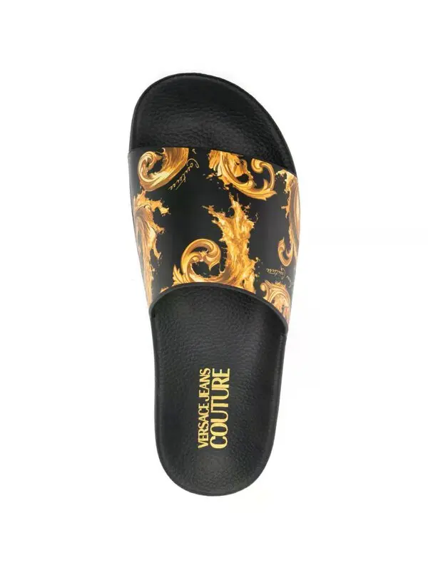 Versace Baroque Print Slides - Black