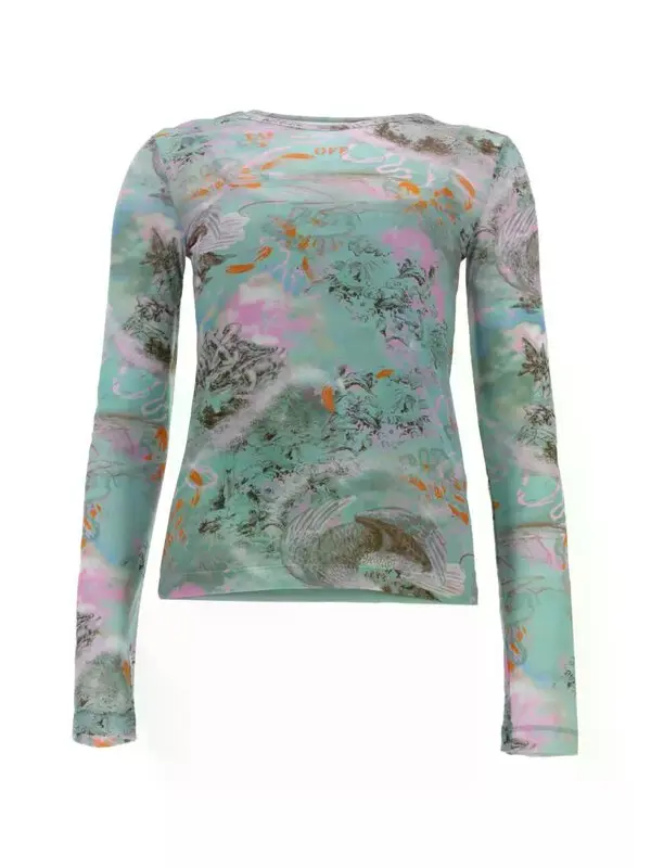 Off-White Long Sleeve Printed Top