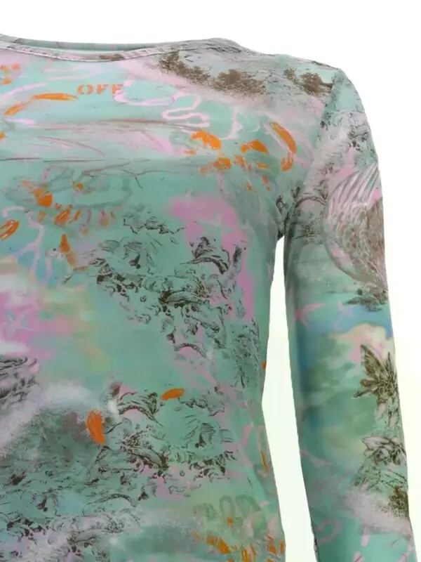 Off-White Long Sleeve Printed Top