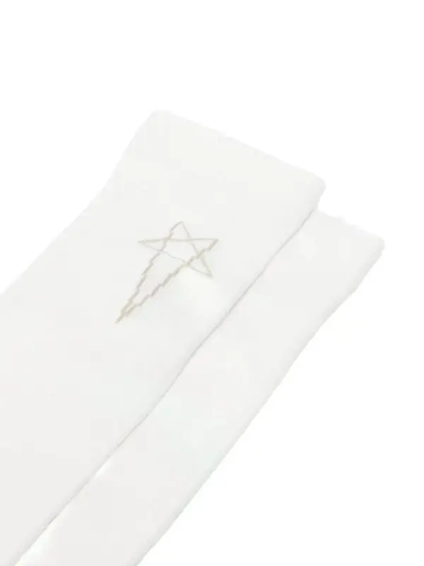 Rick Owens Knee High Socks With Pentagram Intarsia