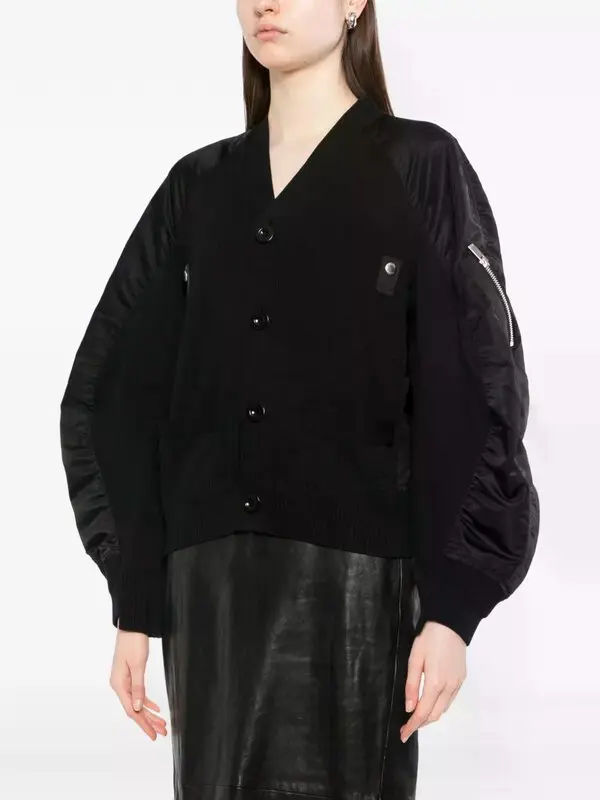 Sacai Panelled V-neck Cardigan