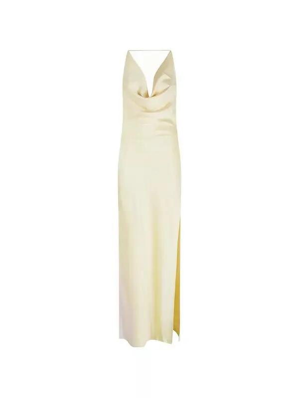 Andamane The Attico Cowl Neck Maxi Dress With Slit Detail - Neutrals