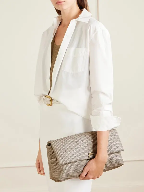 Brunello Cucinelli Puffy Raffia Clutch