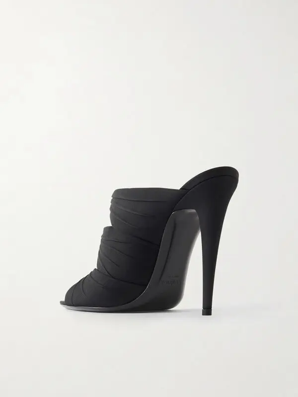 Saint Laurent Emilie Crystal-embellished Satin Crepe Mules - Black