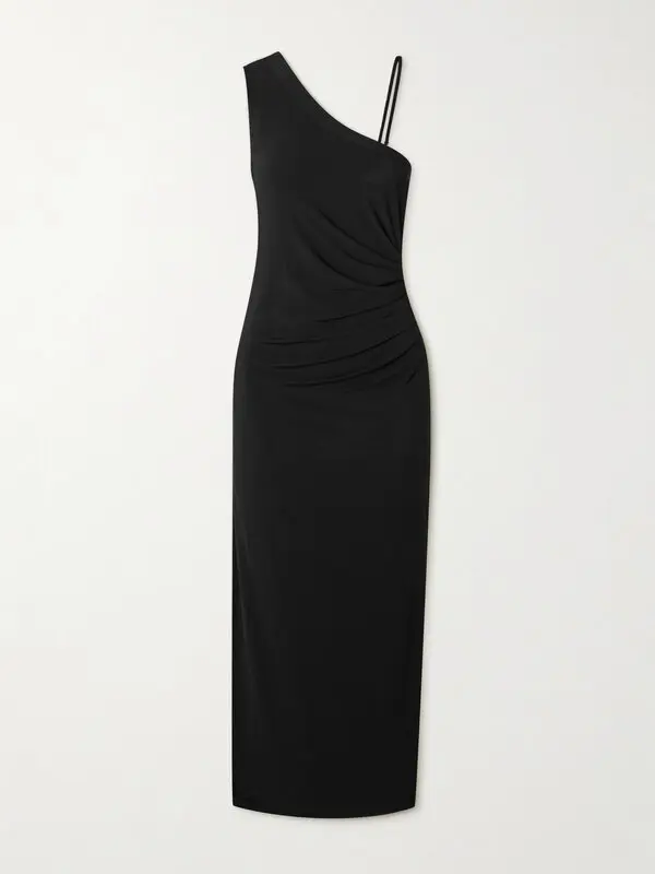 Max Mara One-shoulder Ruched Stretch-jersey Midi Dress
