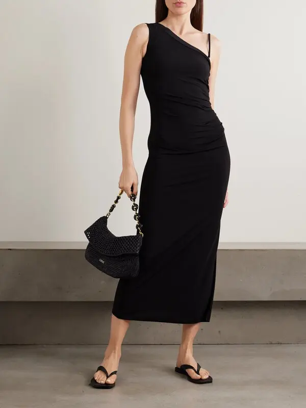 Max Mara One-shoulder Ruched Stretch-jersey Midi Dress