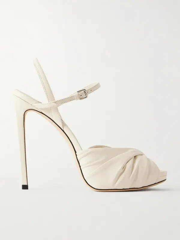 JIMMY CHOO Elly 120 Leather Sandals - Neutrals