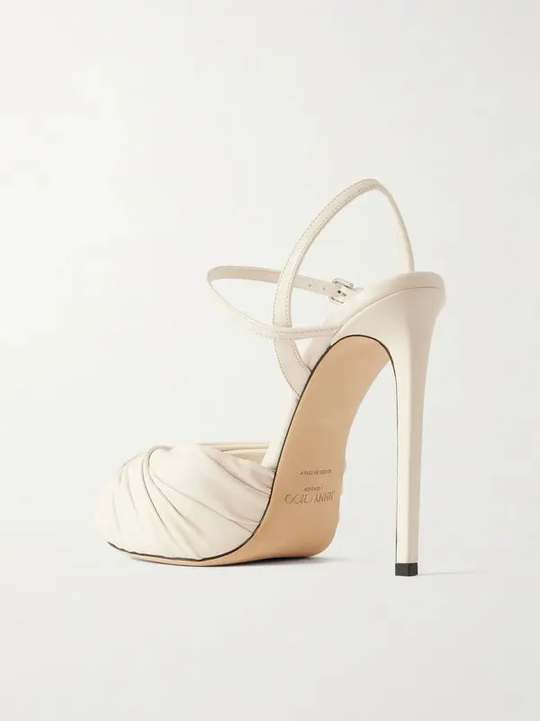 JIMMY CHOO Elly 120 Leather Sandals - Neutrals